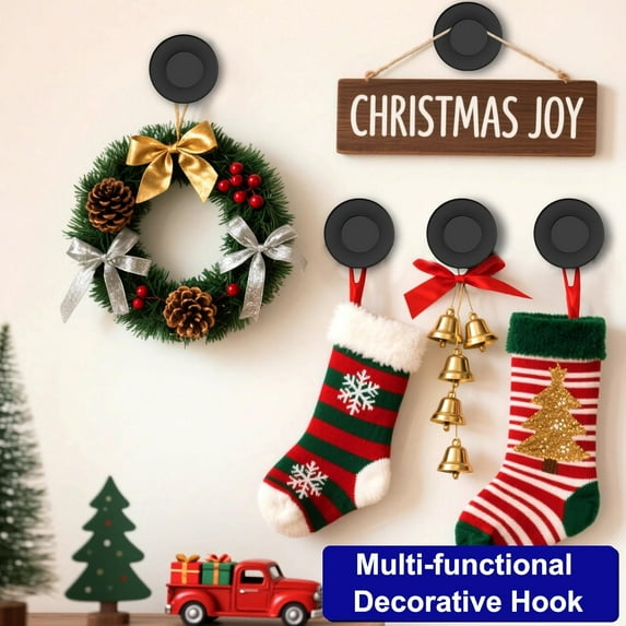 JUNCHI-Suction Cup Hooks for Door Wreaths, Vacuum Suction Wreath Hanger ...
