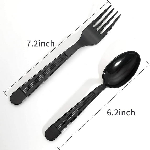 JUNCHI-Supernal 400pcs Black Plastic Silverware, Plastic Forks and ...