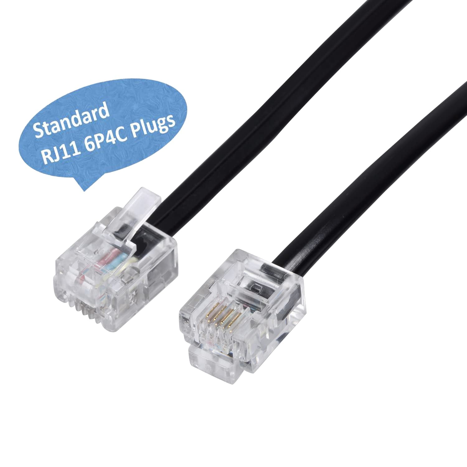 JUNCHI-Telephone landline Extension Cord Cable Cord with Standard RJ-11 ...