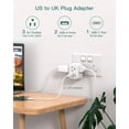 JUNCHI-US to UK Ireland Plug Adapter, Type G Power Adapter with 3 AC ...