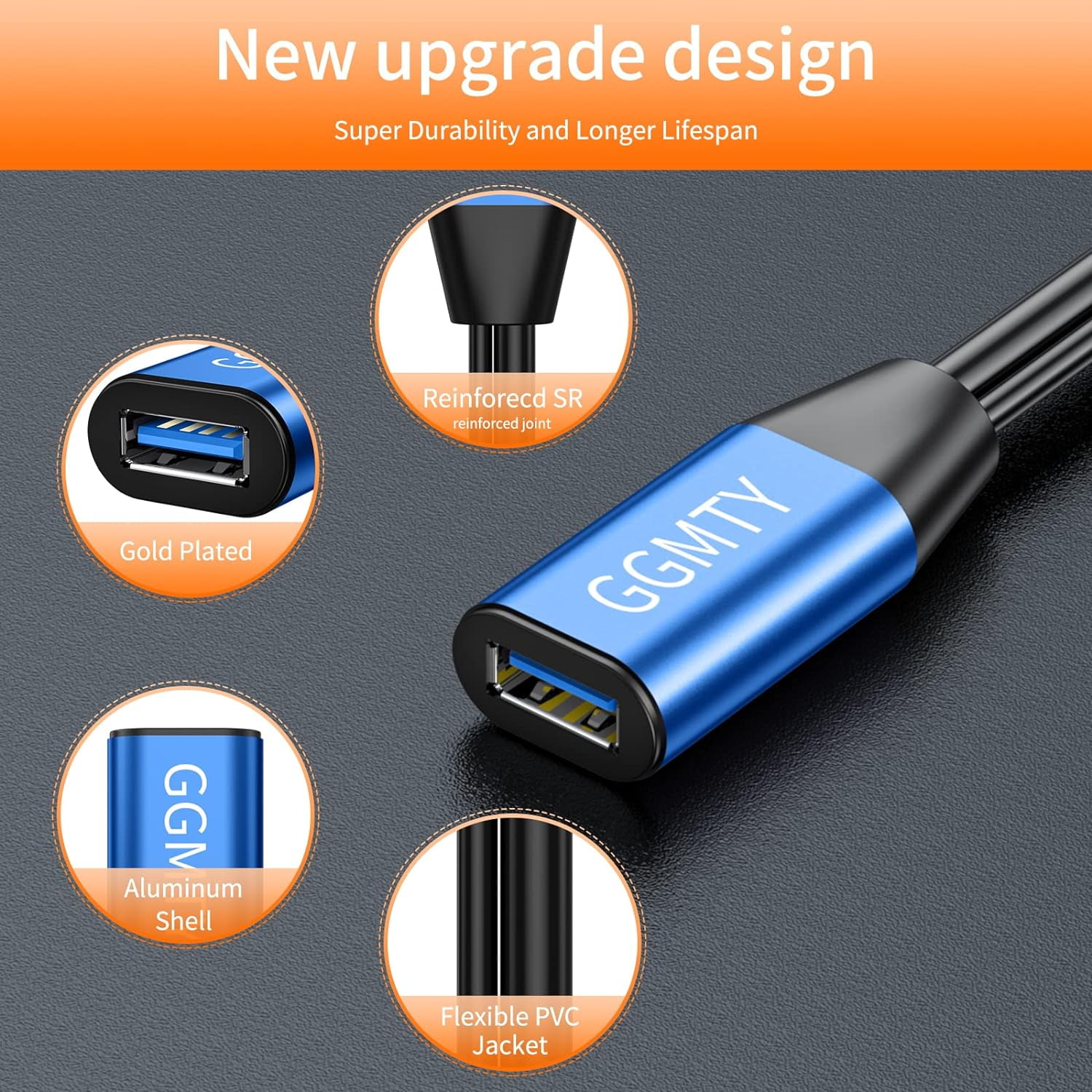 JUNCHI-USB 2.0 Type A Male to A Female Active Repeater Extension Cable ...