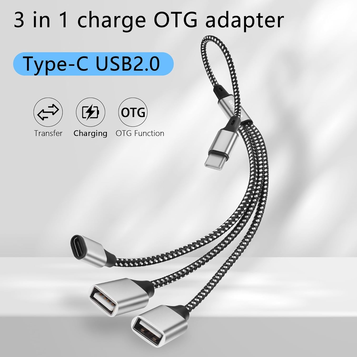 JUNCHI-USB C to 3 USB Female Splitter Cable, USB C OTG Charge Adapter ...