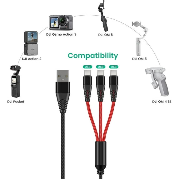 JUNCHI-USB C Charger for DJI Osmo Mobile 7P 6 OM 6 5 4 SE/RS 2 3 Mini ...
