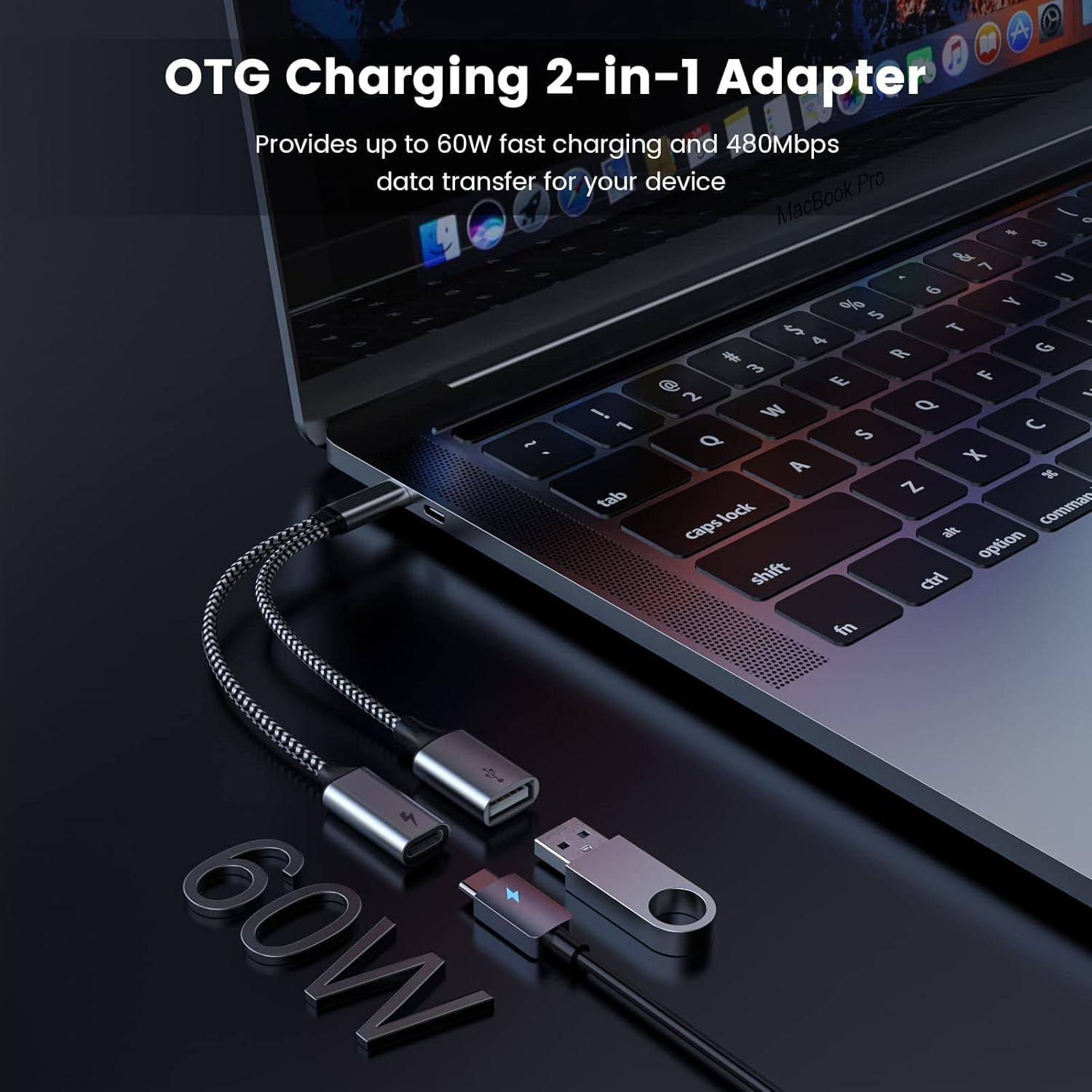 JUNCHI-USB C OTG with Charging USB c OTG adapter Type C OTG Splitter ...