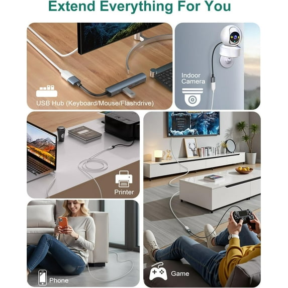 JUNCHI-USB Extension Cable, [5Pack] 10 ft Extra Long Type A Male to ...