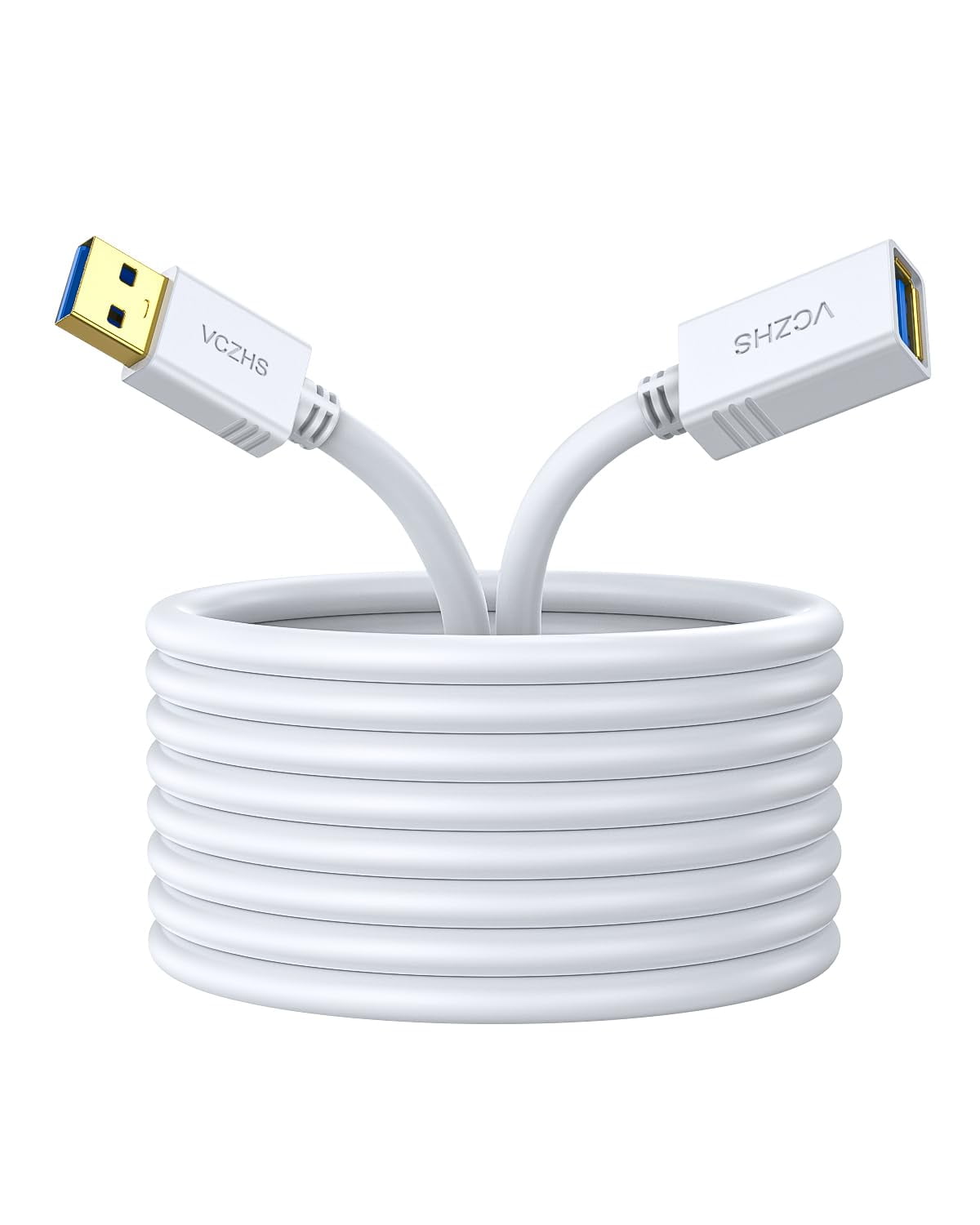 JUNCHI-USB Extension Cable White 10ft, USB 3.0 Extender for High-Speed ...