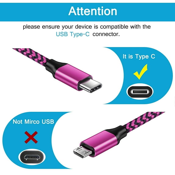 JUNCHI-USB Type C Cable Fast Charging C Charger Cord 3 Pack Android ...