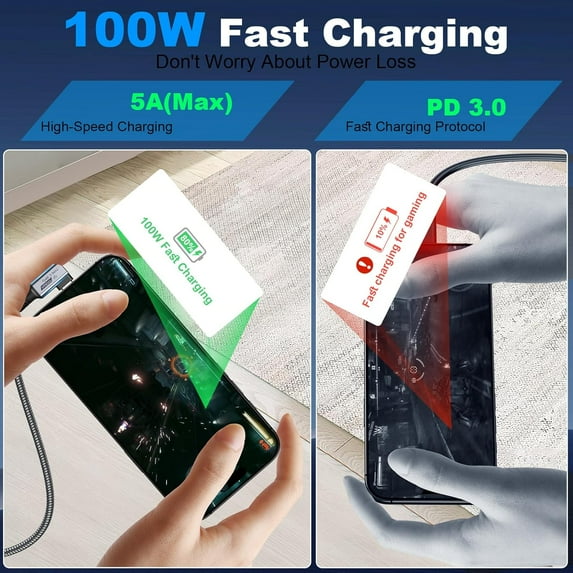 JUNCHI-USBC Extension Cable 6ft 5-Pack, Right Angle USB 3.2 Gen 2 100W ...