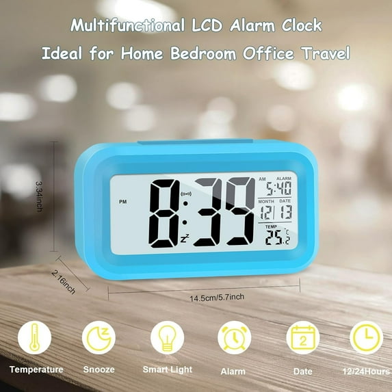 JUNCHI-Upgraded Digital Alarm Clock, 4.3" LED Display with Temperature ...
