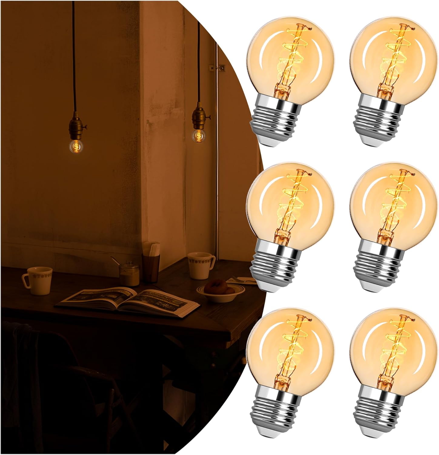 JUNCHI-Vintage LED Edison Bulb Equal 25W Amber Light Bulbs 2000K Soft ...