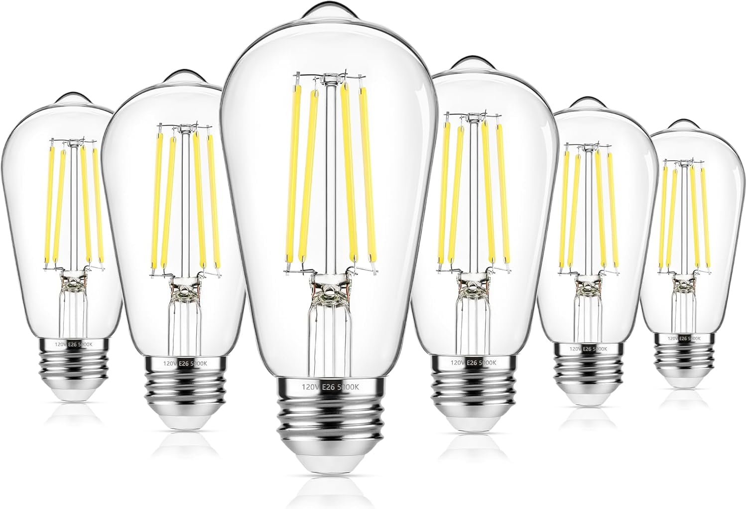 JUNCHI-Vintage LED Edison Bulbs 60W Equivalent 850 Lumens, 6W Edison ...