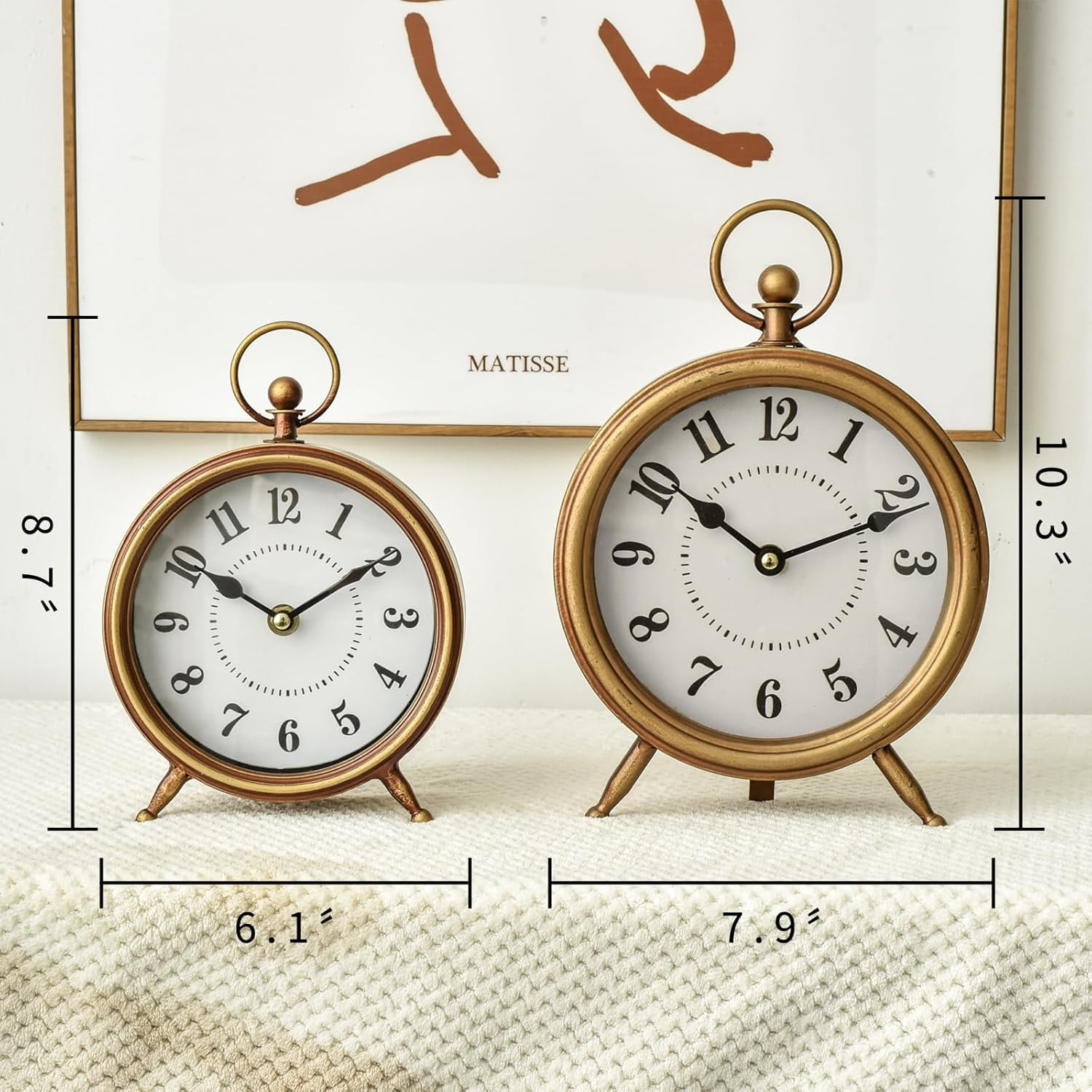 JUNCHI-Vintage Table Clock on Stand, Decorative Desk and Shelf Clock ...