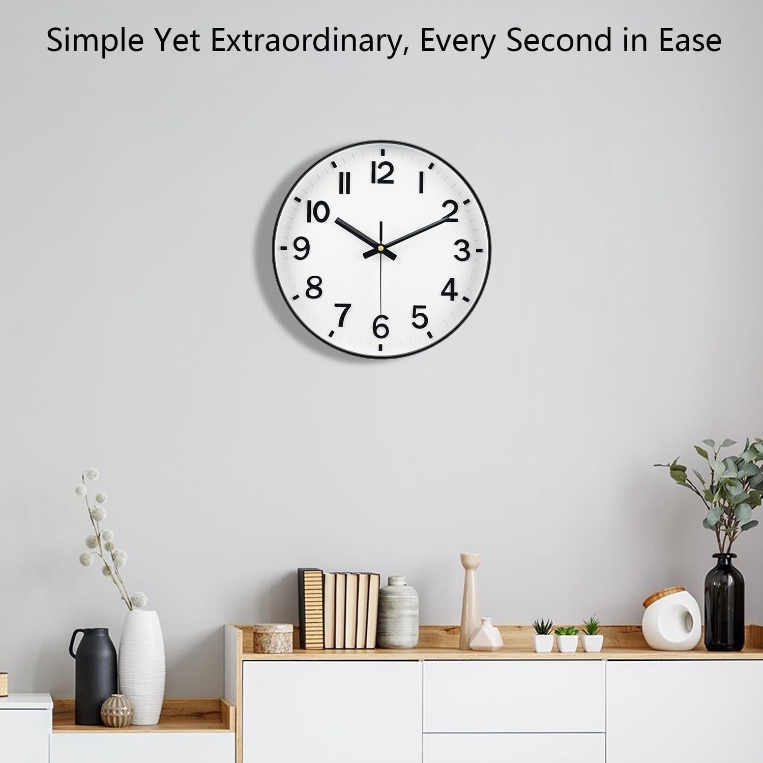 JUNCHI-Wall Clocks Battery Operated, 12 Inch Non Ticking Digital Wall ...