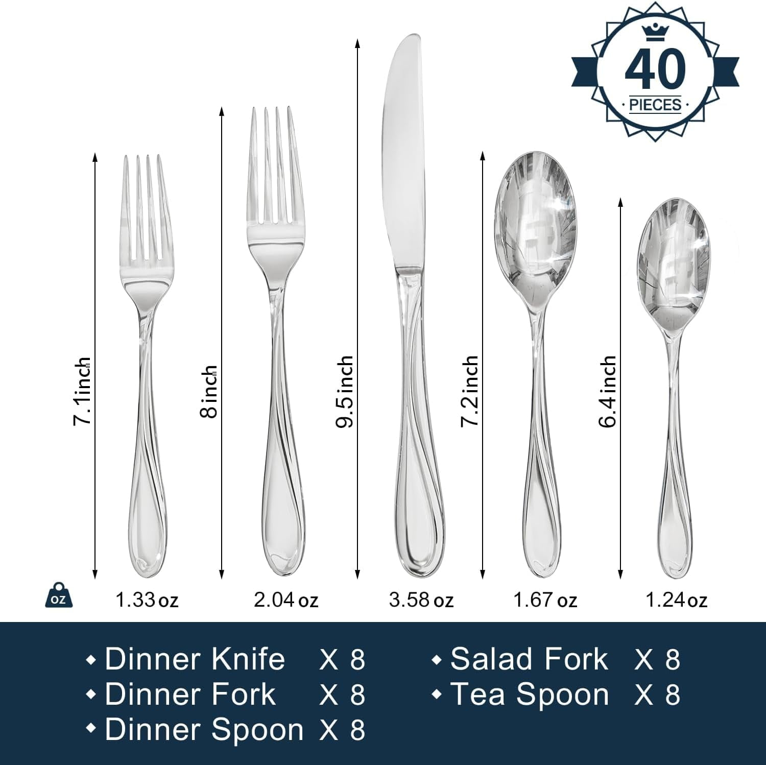 JUNCHI-Wave Design Silverware Set Service for 2, 10-Piece Artistic ...