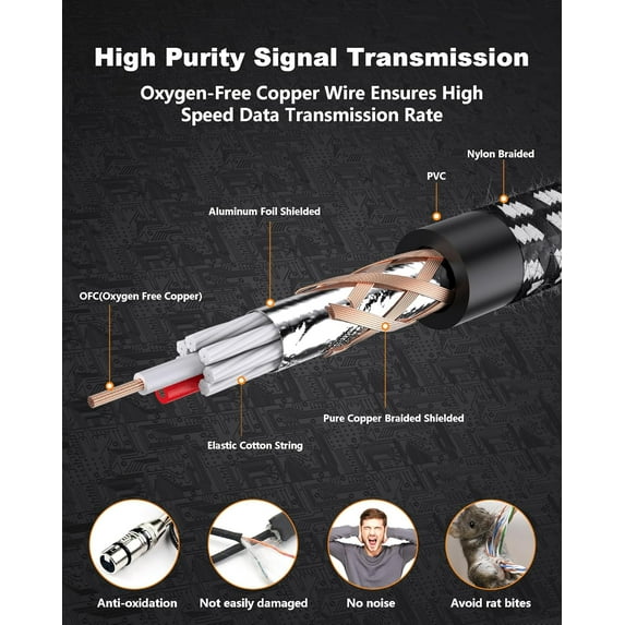 JUNCHI-XLR Cables Short, Mic Cord 1ft 6 Pack, Braided Balanced ...