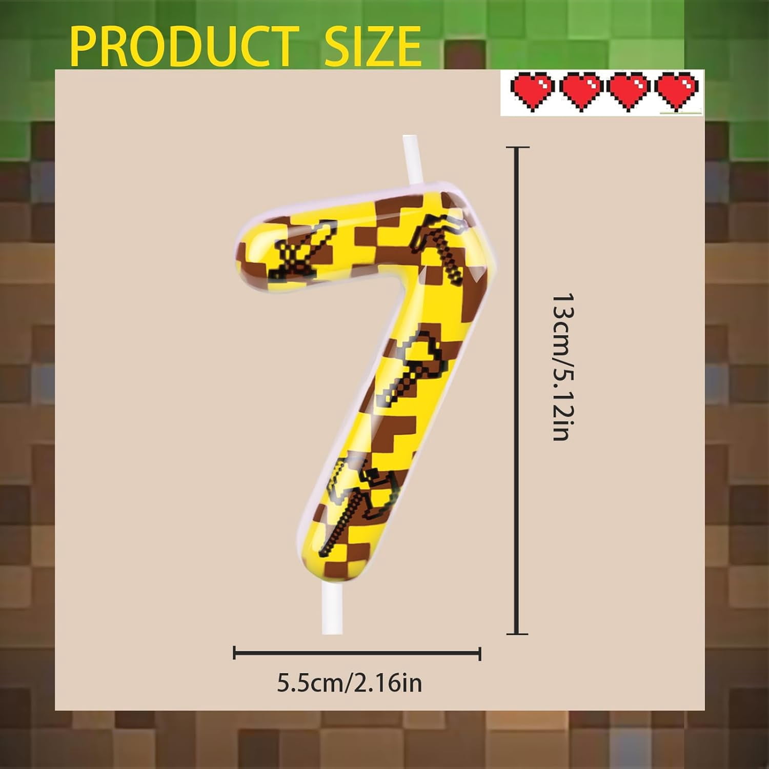JUNCHI-Yellow 9 Candle,Pixel Birthday Decorations 9,9th Birthday ...