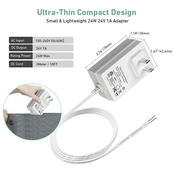 JUNCHI-s 24V 1A 24W White Plug-in Transformer DC Wall Charger Adapter ...
