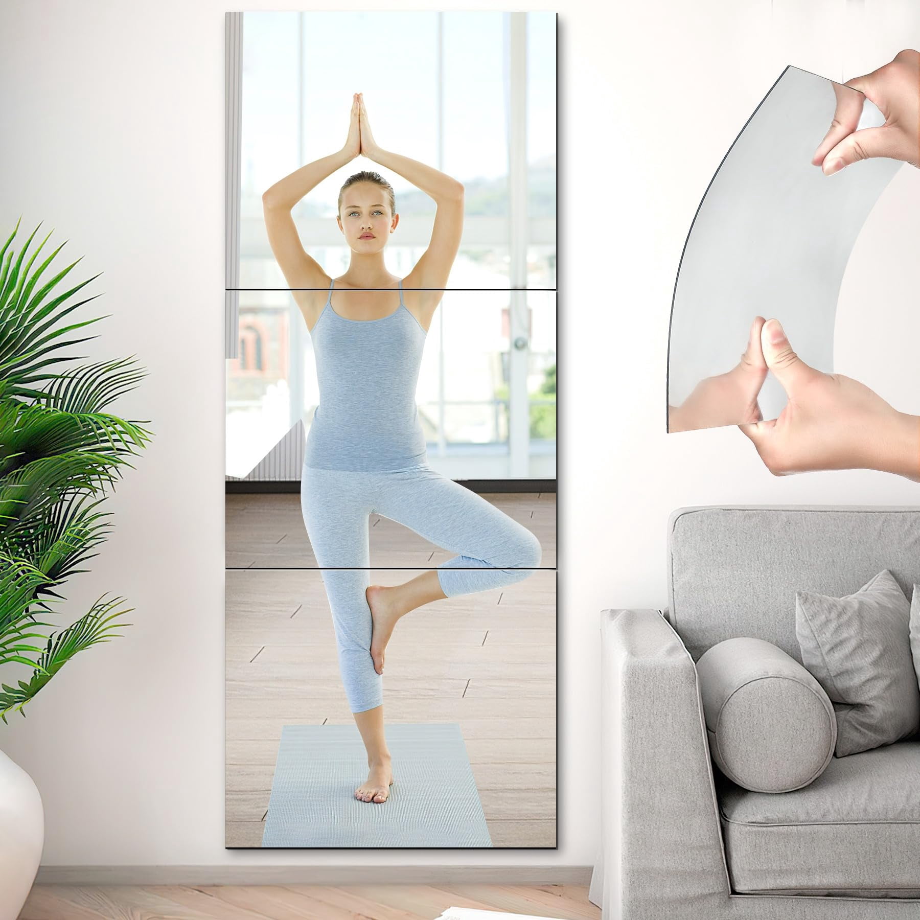 JUNEBRUSHS 3 Pack Self Adhesive Acrylic Mirrors, 20 x 24 Inch Full ...