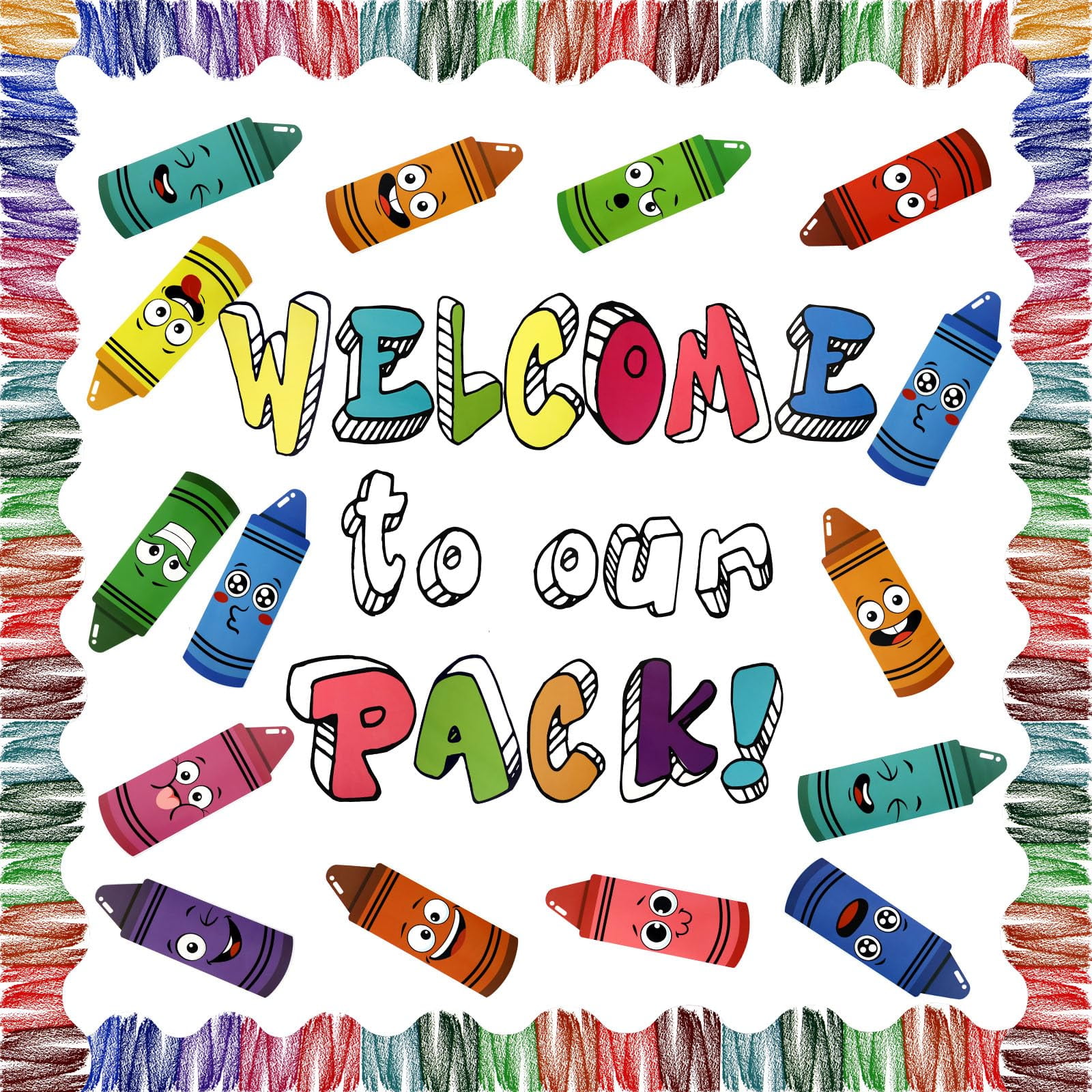 JUNEBRUSHS 71Pcs Back to School Crayon Cutouts, Welcome to Our Pack ...