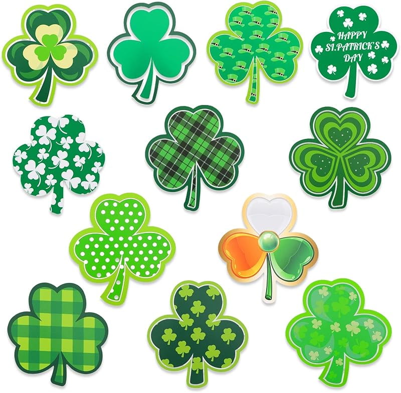 JUNEBRUSHS Shamrock Cutouts, 120Pcs St. Patrick's Day Cutouts Green ...