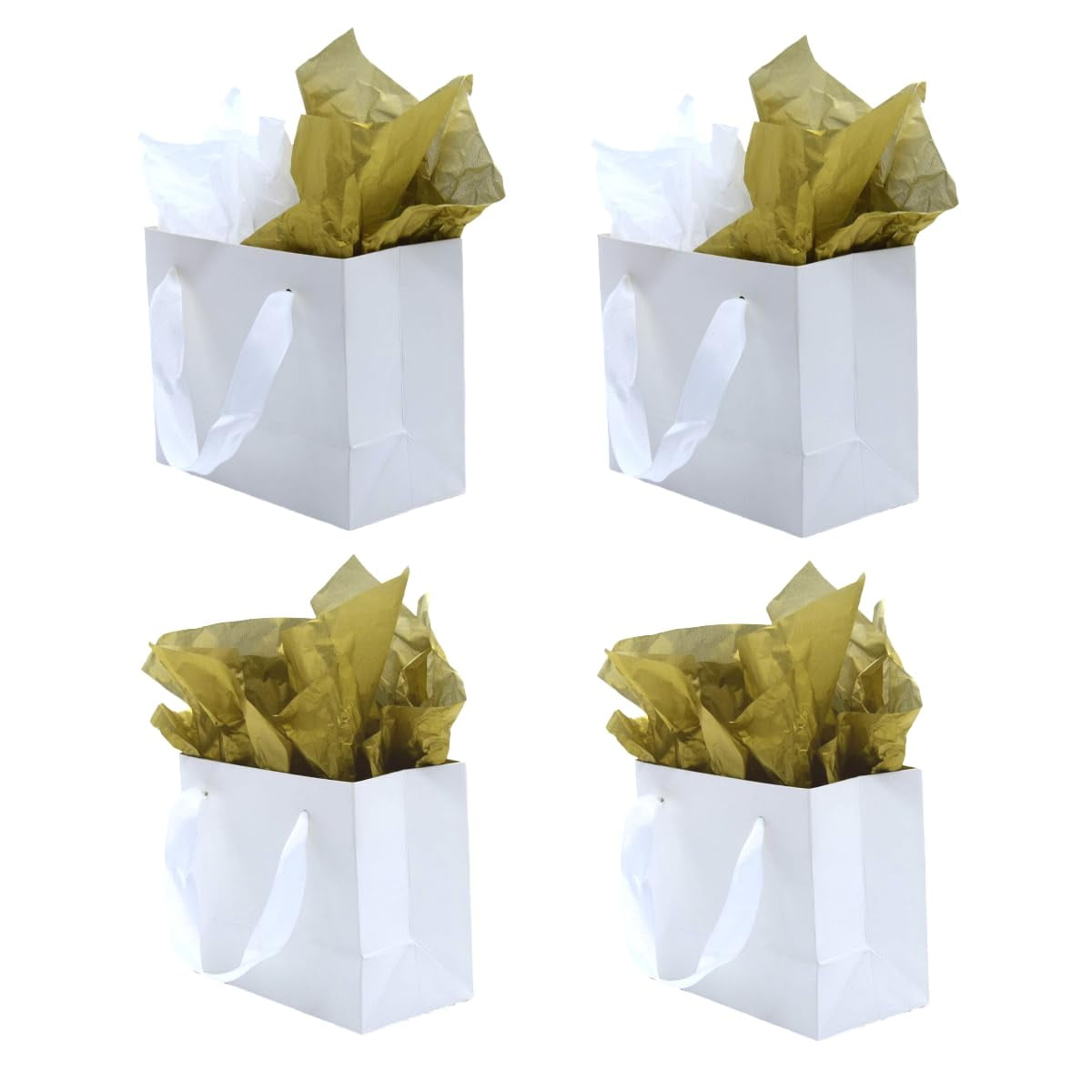 JUNESHE Small Gift Bags with Handles SMR& Tissue Paper,4 Pack Mini ...