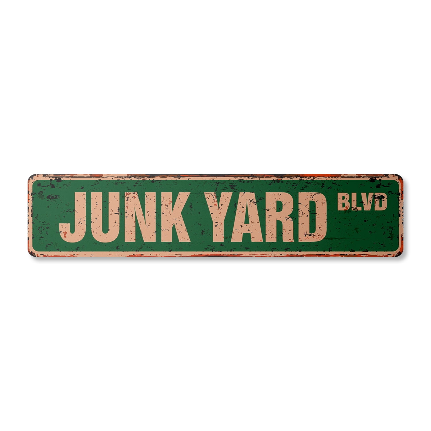 JUNK YARD Vintage Plastic Street Sign car metal man junkman dog ...