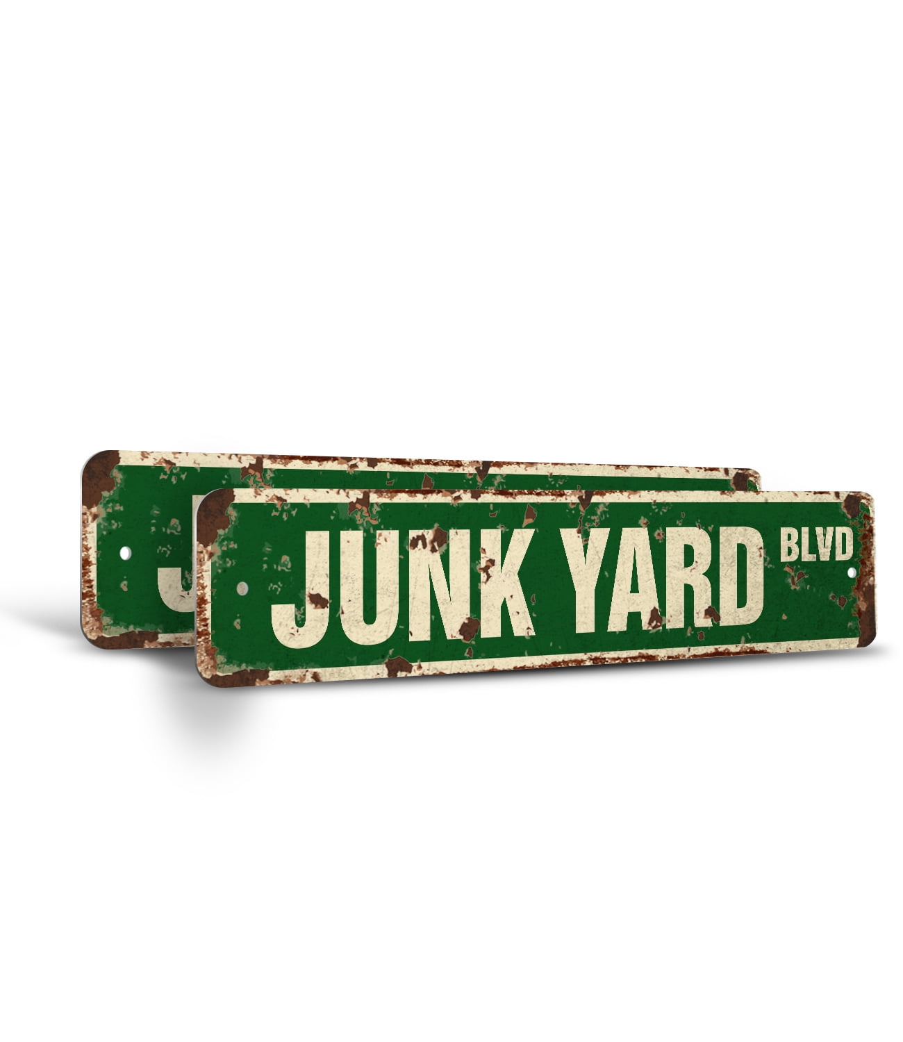 JUNK YARD Vintage Style Rustic Street Sign – (2 Pack) Car Metal Man ...