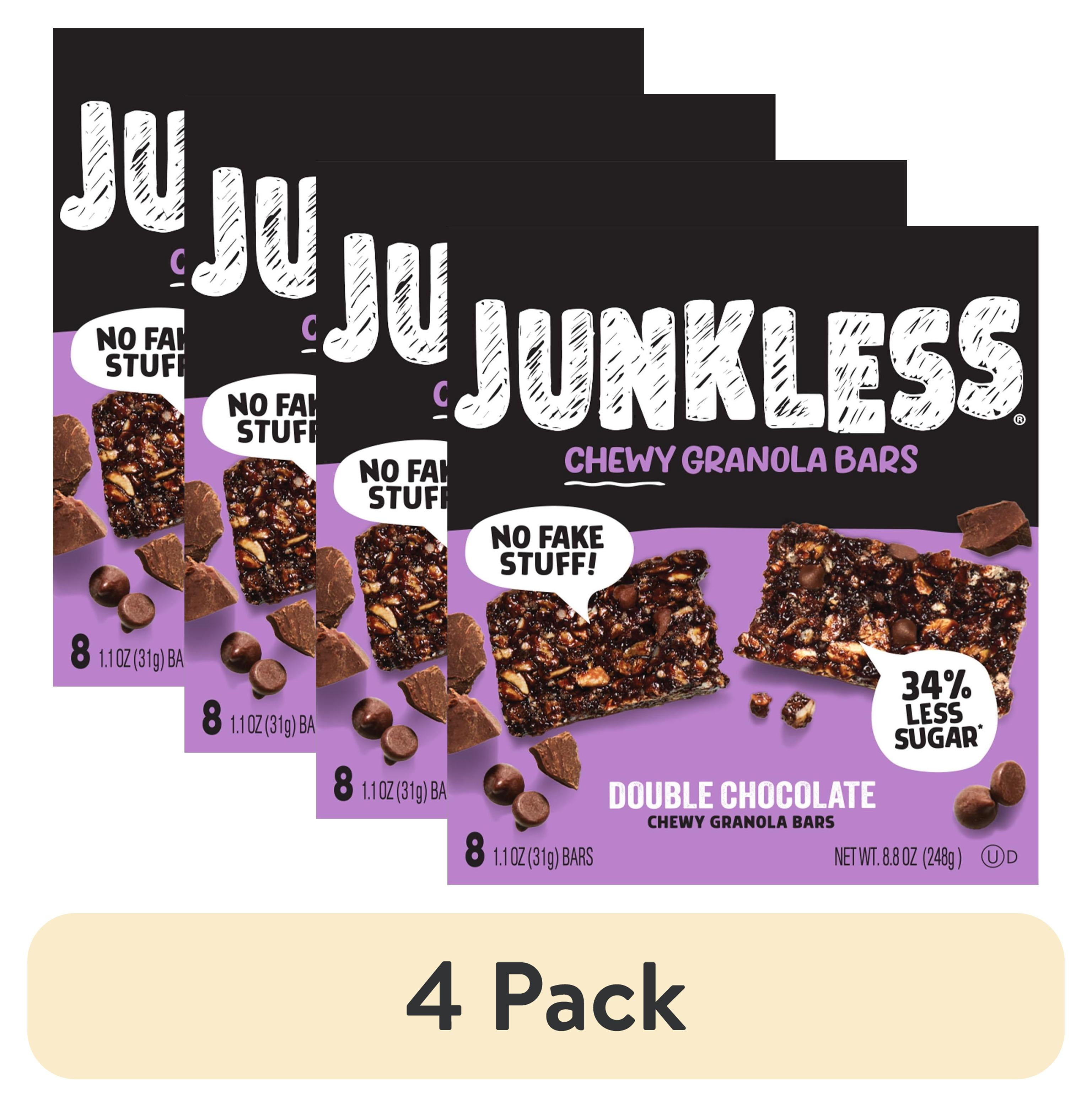 (4 pack) JUNKLESS Chewy Double Chocolate Granola Snack Bars, 1.1 oz, 8 ...