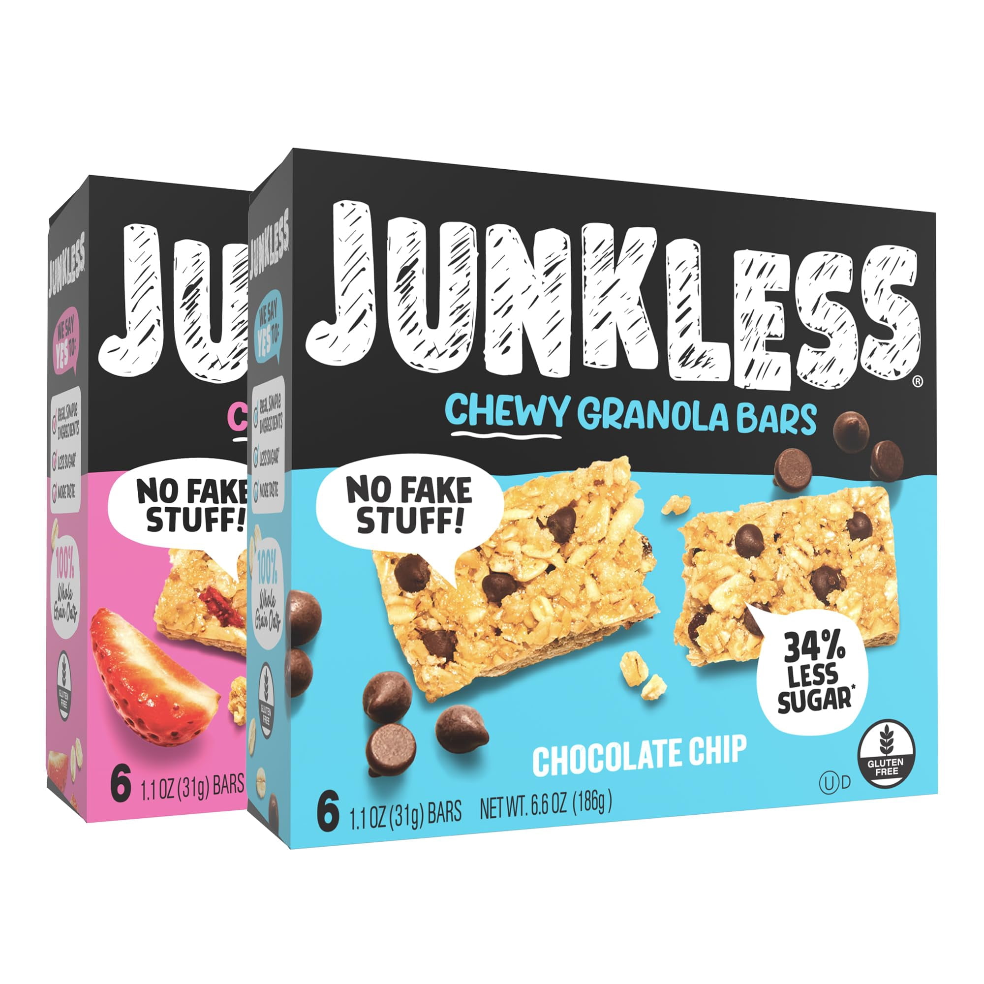 JUNKLESS Chewy Granola Bars MFF30 Twin Pack - Chocolate Chip ...