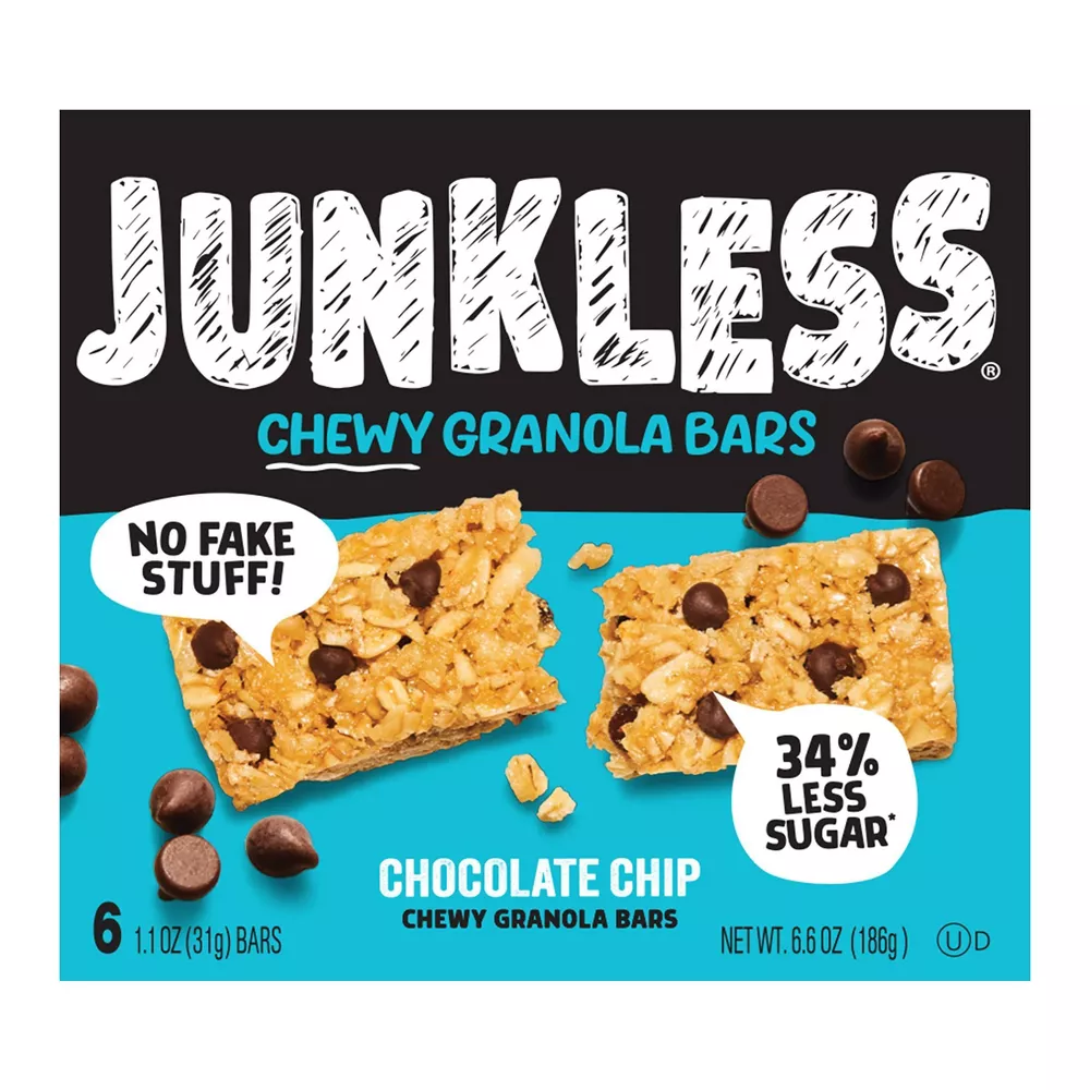 JUNKLESS Chocolate Chip Chewy Granola Bars - 6.6oz/6ct - Walmart.com