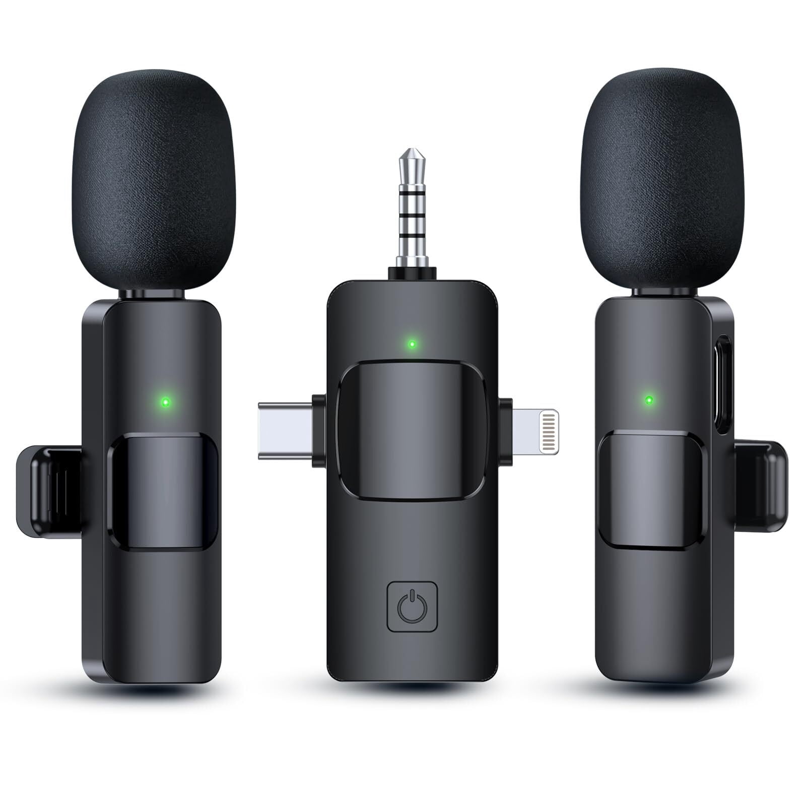 JUNM 3 in 1 Wireless Microphones for iPhone, Android, Camera, Wireless ...
