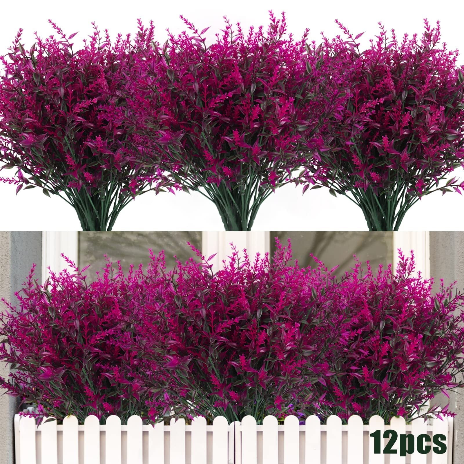 JUNM Artificial Flowers Fake Outdoor Plants Fake Lavender Flowers ...