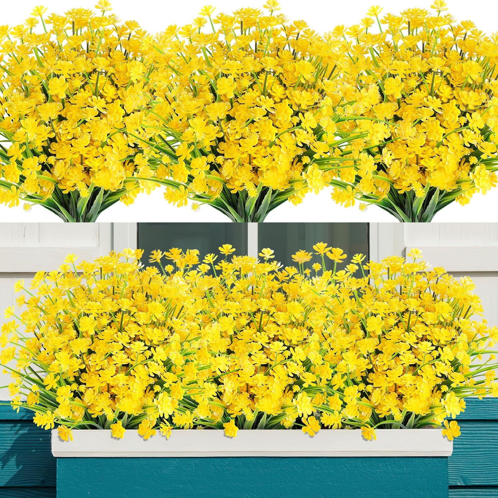 JUNM Artificial Flowers for Outdoor,No Fade Fake Plastic Flowers Faux ...