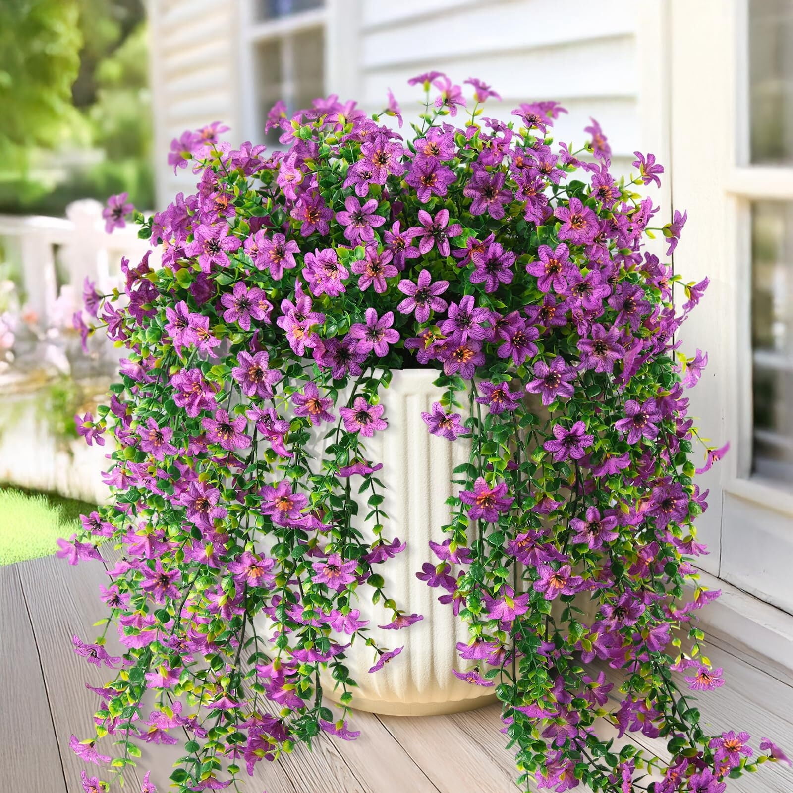 JUNM Artificial Hanging Flower Plants for Outdoor Spring Decoration ...