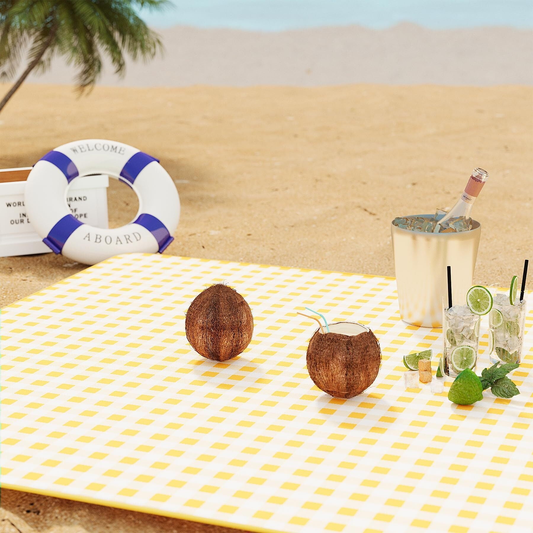 JUNM Foldable Picnic Blanket,Waterproof, Sandproof, Portable with Tote ...