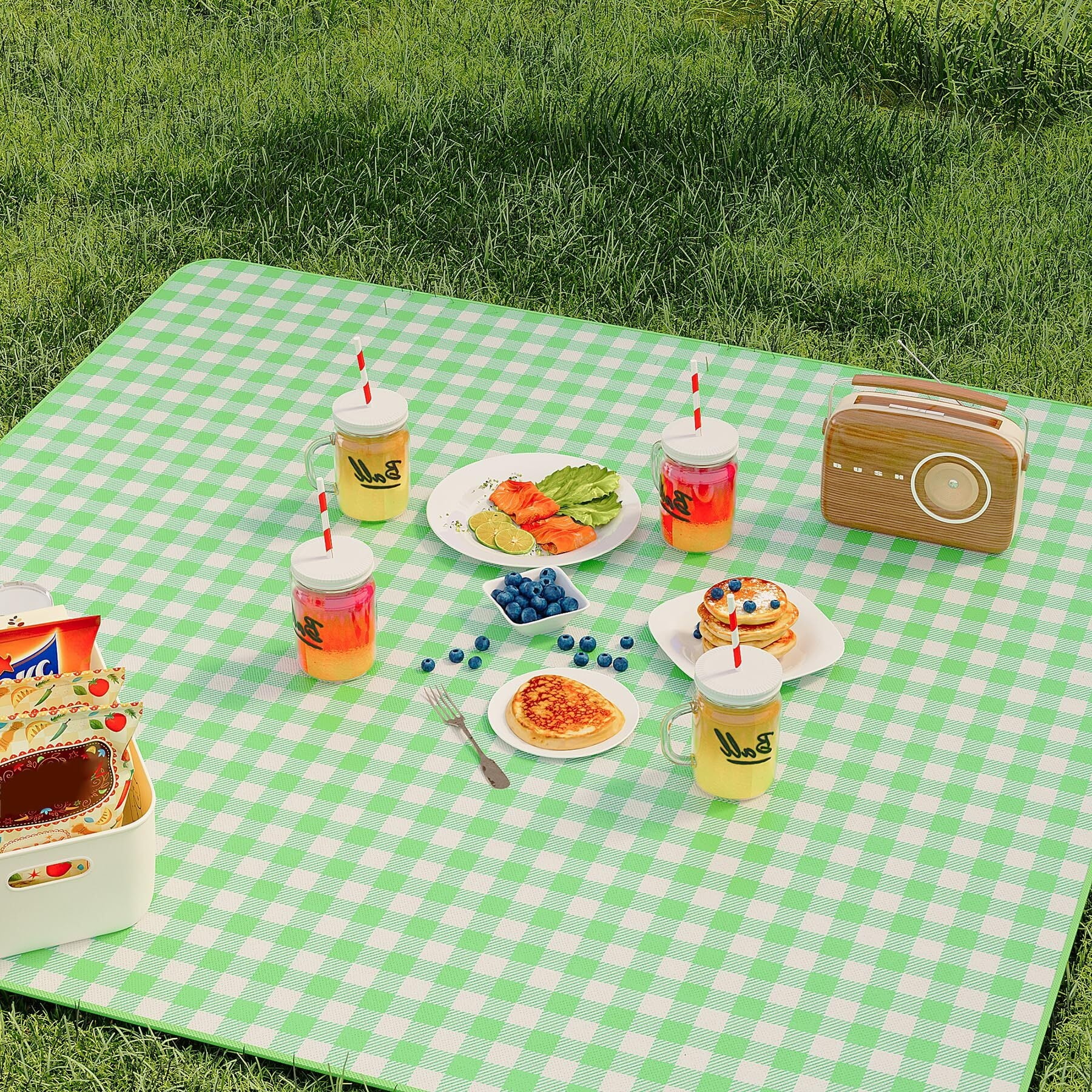 JUNM Foldable Picnic Blanket,Waterproof, Sandproof, Portable with Tote ...