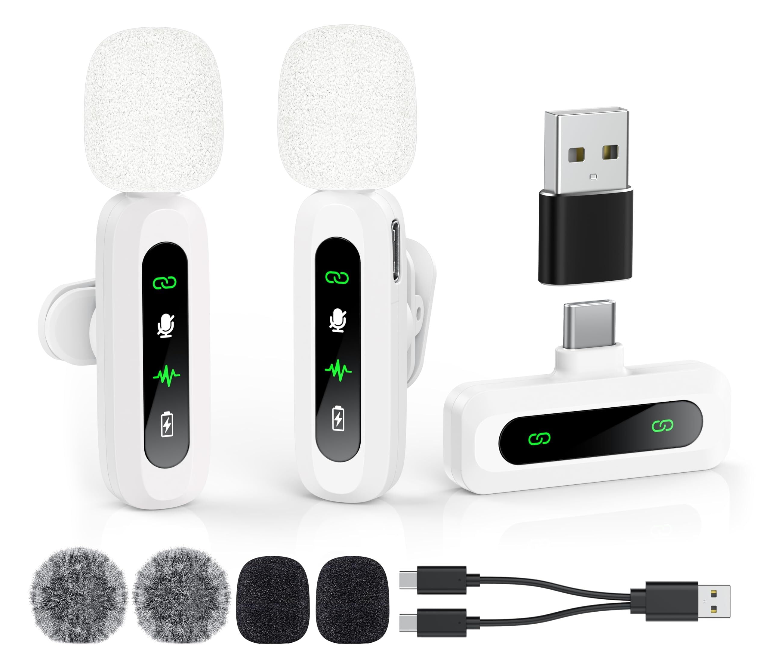 JUNM Wireless Microphone for iPhone, Android, USB C, PC, Camera Video ...