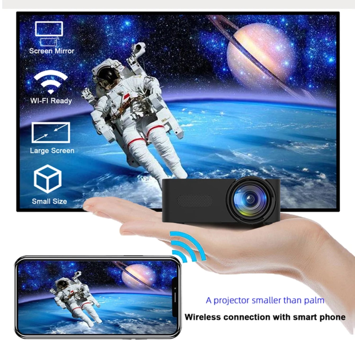 JUNNGDZ Wireless Outdoor Portable LED Video Projector Full HD for IOS ...