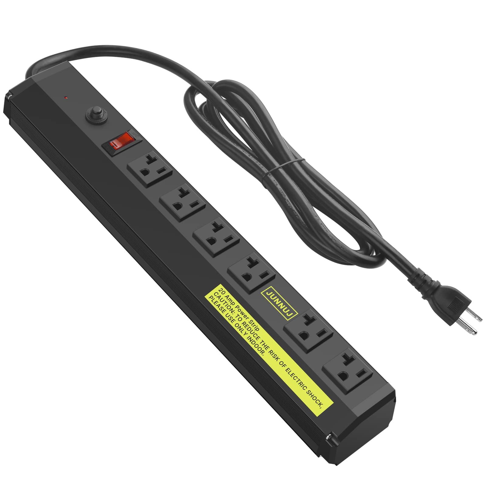 JUNNUJ Heavy Duty 20 Amp Power Strip 4800J, Amp Surge Protector 6 ...