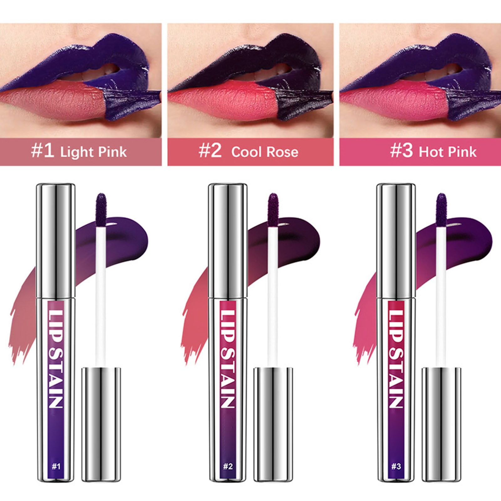 Junsher 3 Piece Peel Off Lip Stain Set Tattoo Magic Colour Matte Lip