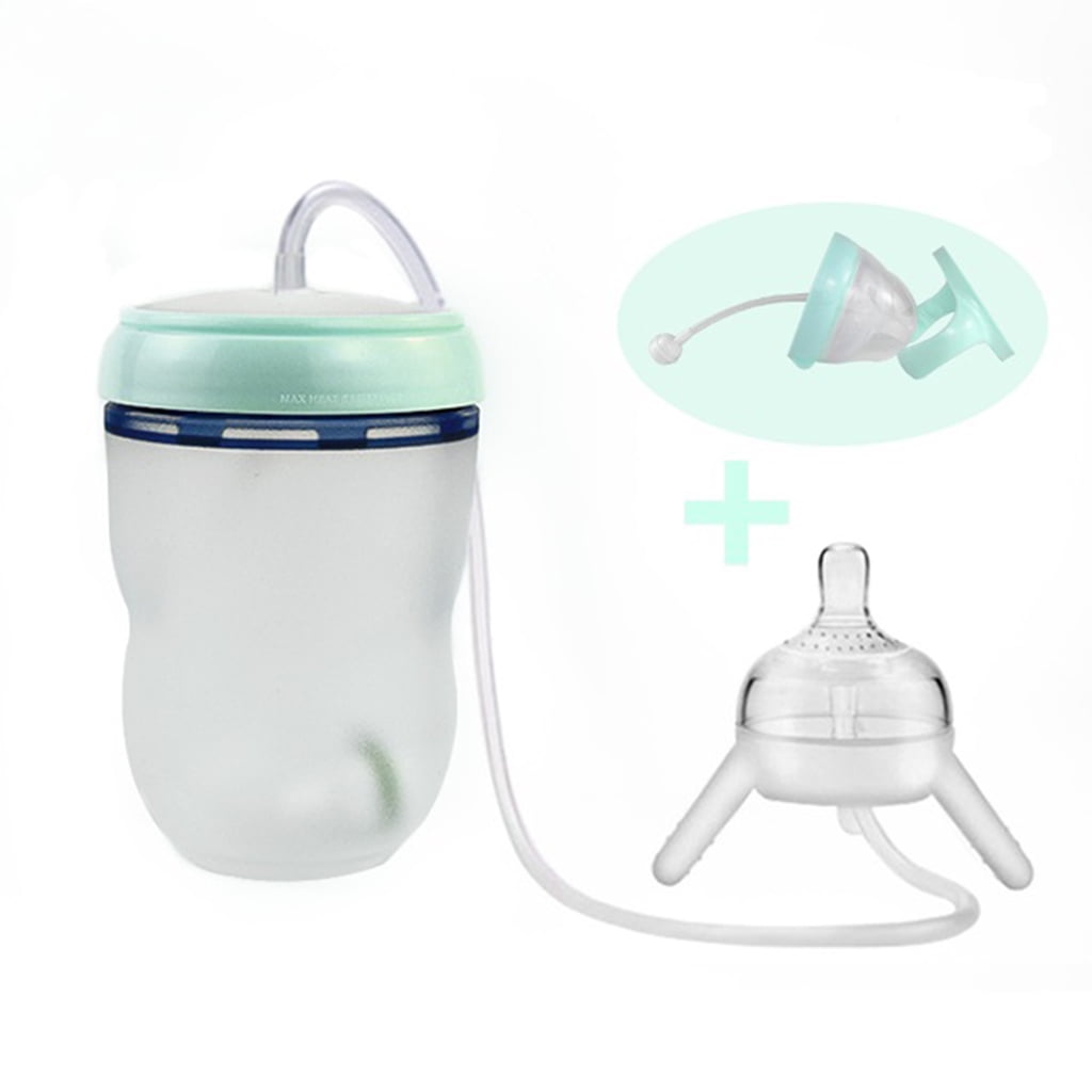 JUNTEX 250ml Wide Mouth Handless Newborn Milk Bottle Self-Feeding Baby ...