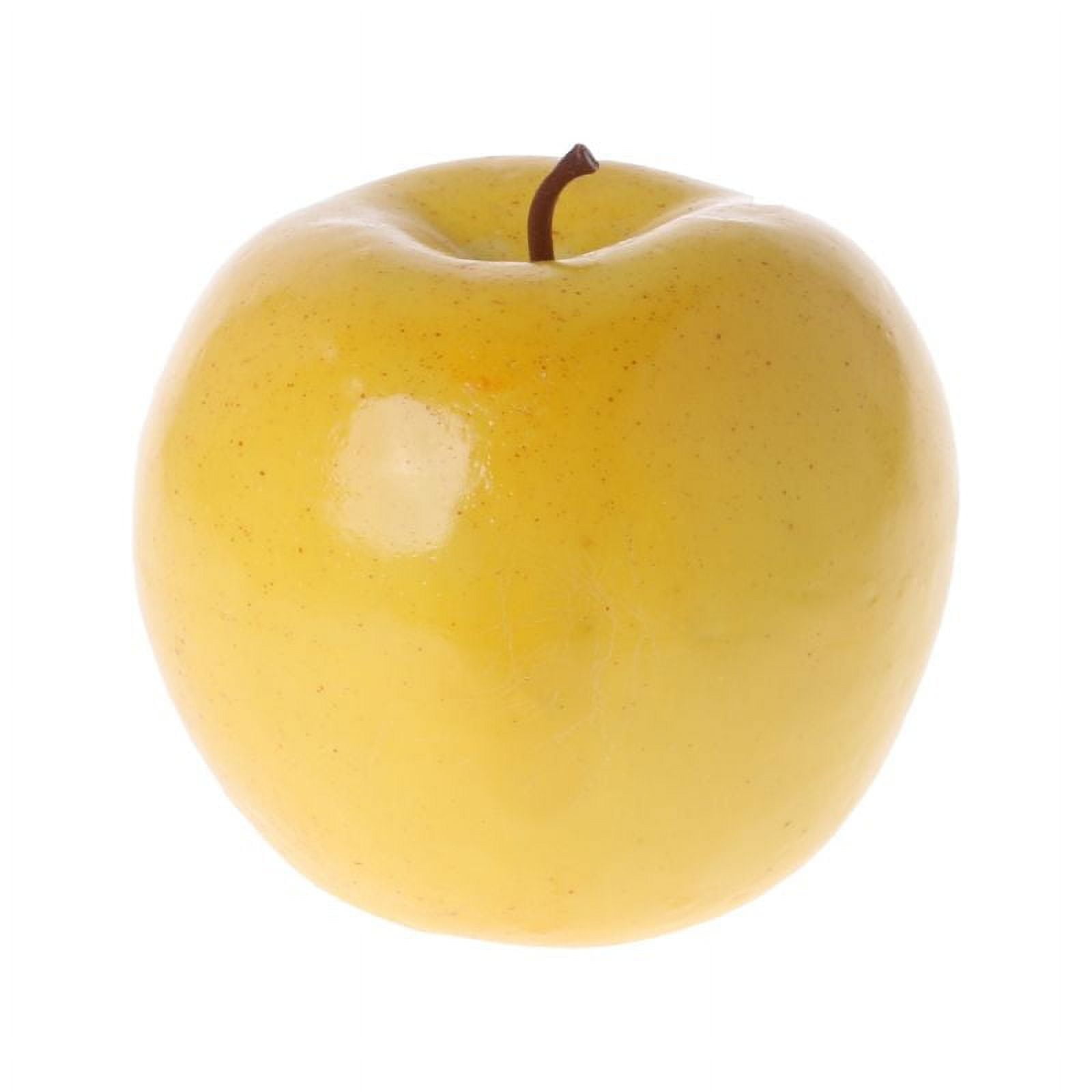 JUNTEX Realistic Lifelike Artificial Fruit Apple Bright Yellow Color ...