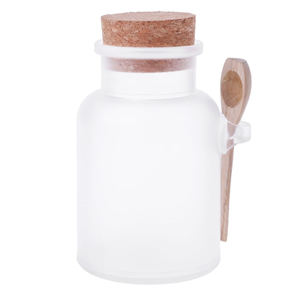 JUNTEX Scrub Bath Salt ABS Bottle Sealed Jar Wooden Spoon Soft Cork ...