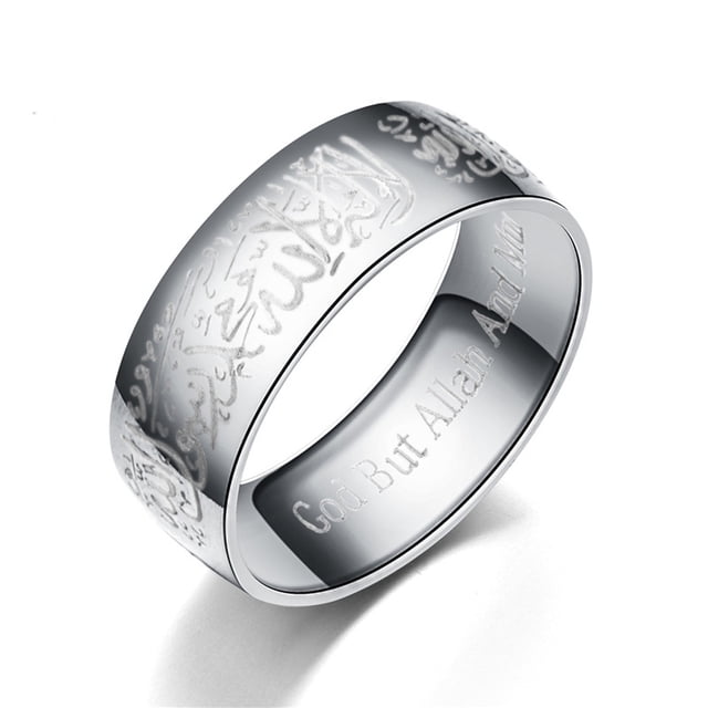 JUNTEX Titanium Steel Quran Messager Rings Muslim Religious Islamic ...