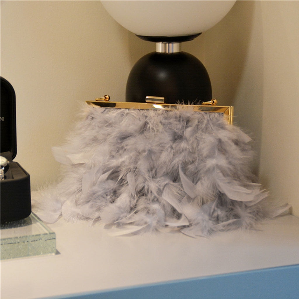 JUNTEX Women Feather Clutch Purse Shoulder Bag Crossbody Bag Evening ...