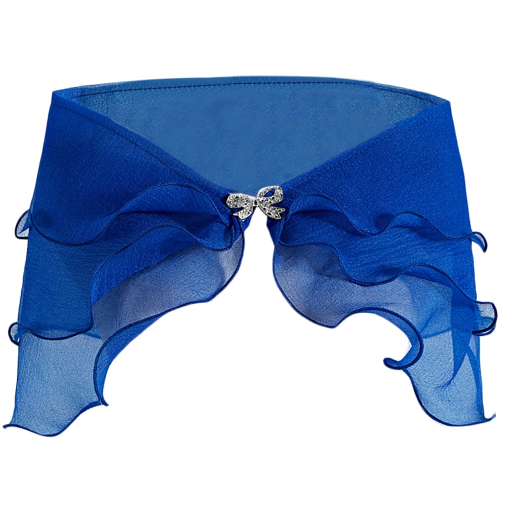 JUNTEX Women Layered Gauze Shawl Shrug Rhinestone Buckle Wedding ...