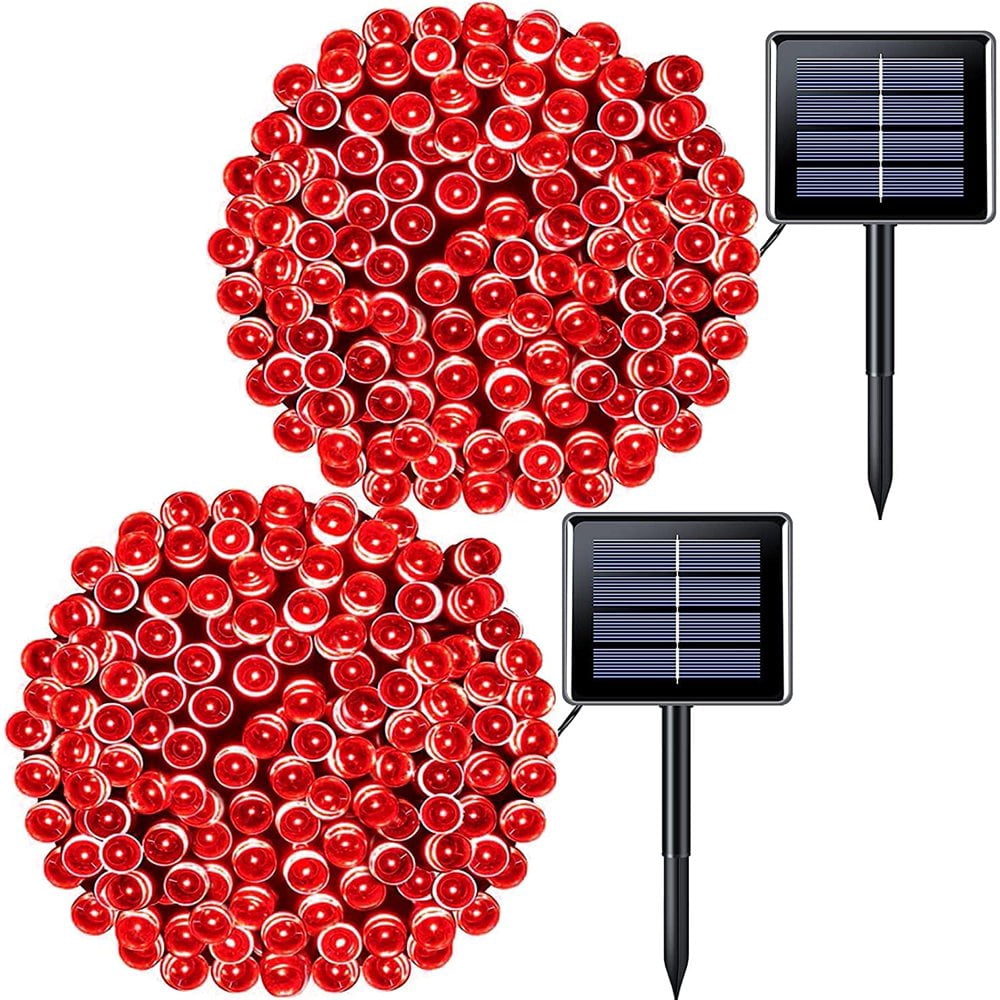 JUNWELL 2 Pack Green Lights Solar Powered 200 LED 75.5ft Each Solar ...