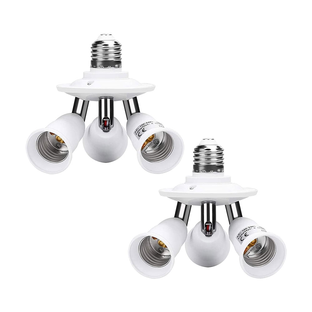 JUNWELL 2Pcs 3 in 1 E27 Light Socket Splitter Adapter, Standard Base ...