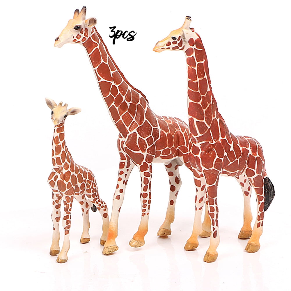 JUNWELL 3PCS Giraffe Toy Figurines Set, Realistic Wild Animals Figures ...