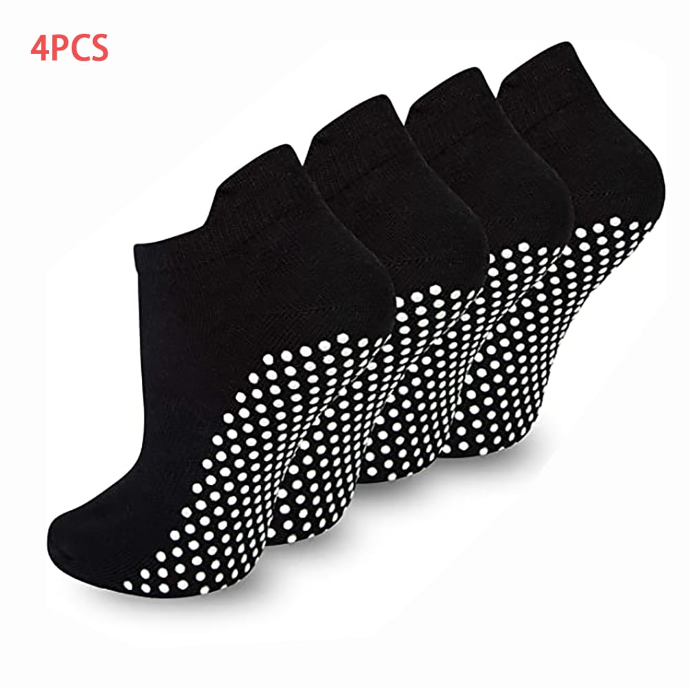 JUNWELL 4 Pairs Non Slip Grip Socks Yoga Pilates Hospital Socks Sticky ...